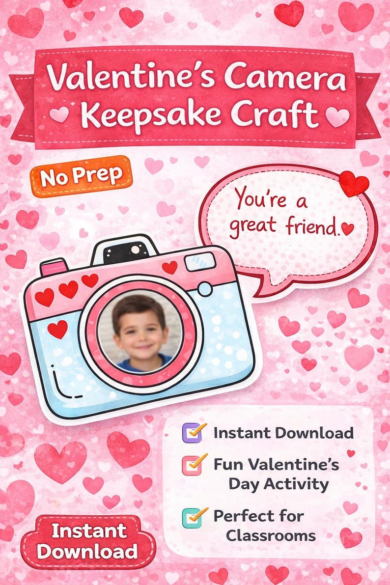 Valentine’s Camera Keepsake Craft | Photo & Kindness Activity for Kids ...