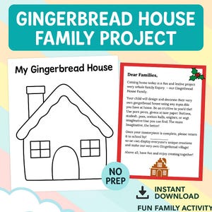 Gingerbread House Family Project – Holiday School Activity Printable - Etsy