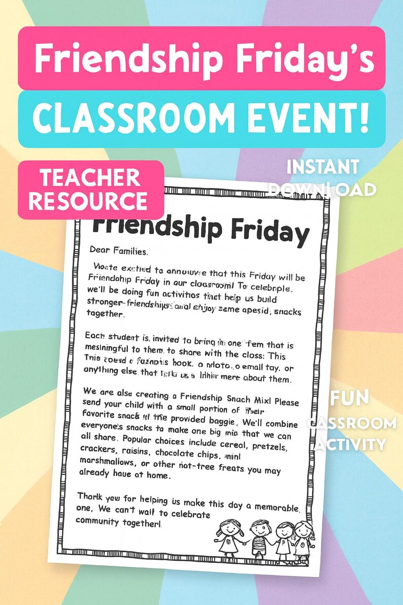 Friendship Friday Classroom Letter | Printable Teacher & Daycare ...