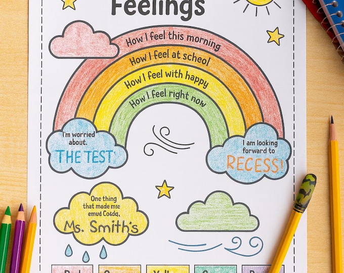 Feelings Check in Sheet PRINTABLE | Identifying Feelings Worksheet for ...