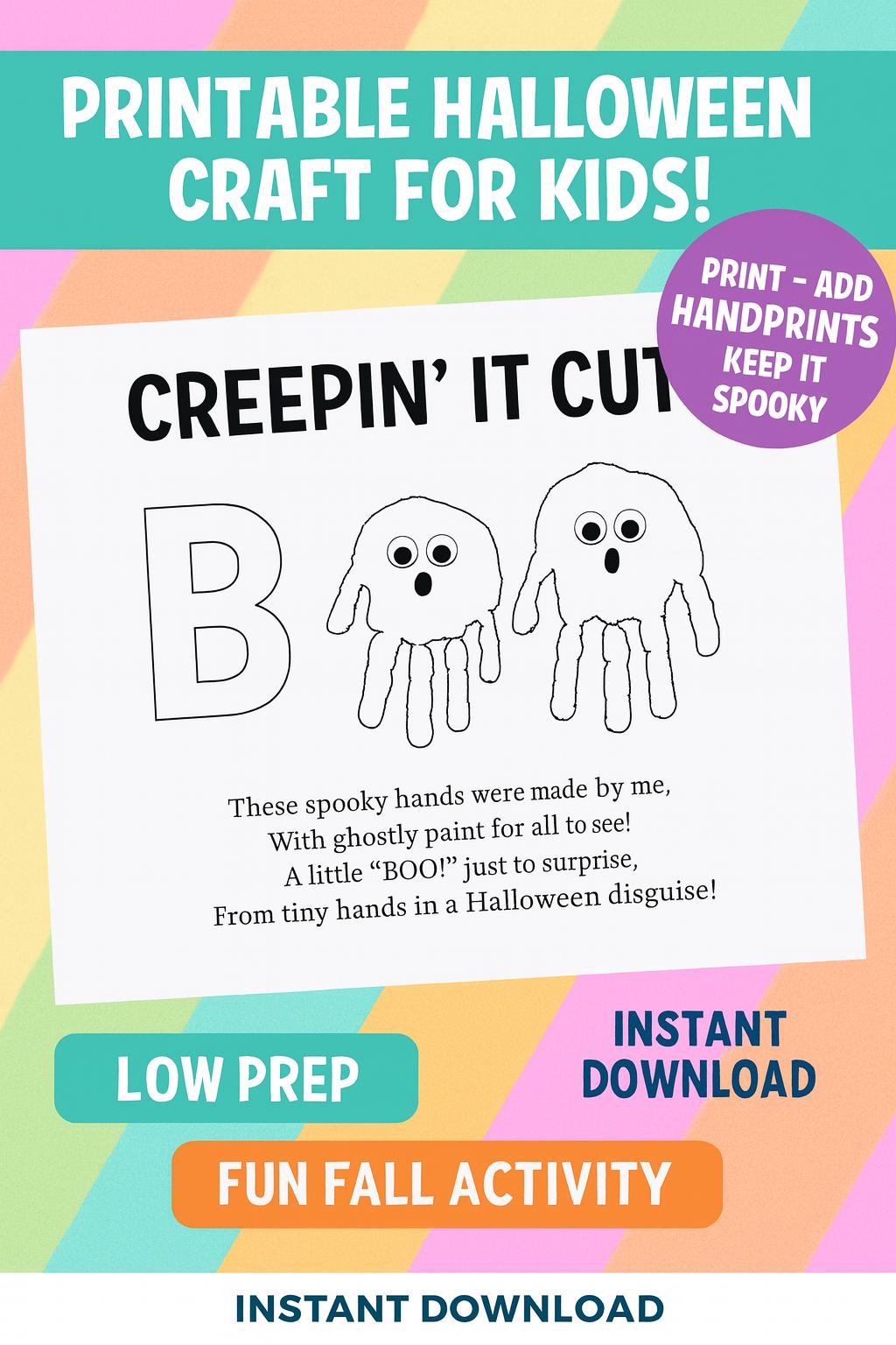 Halloween Handprint Ghost Craft – Classroom Activity (printable) - Etsy