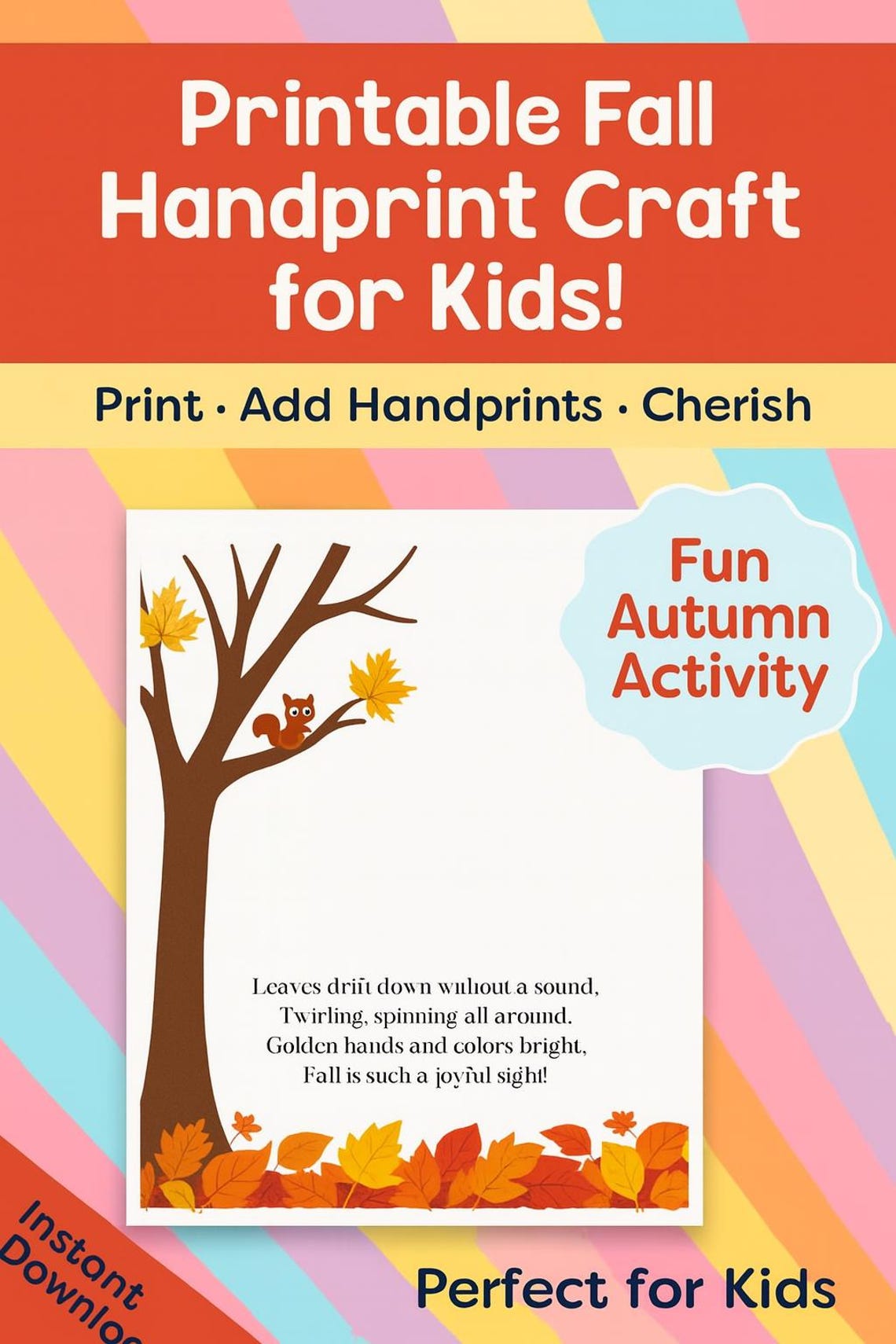 Printable Fall Handprint Tree Craft for Kids | Autumn Poem Keepsake ...