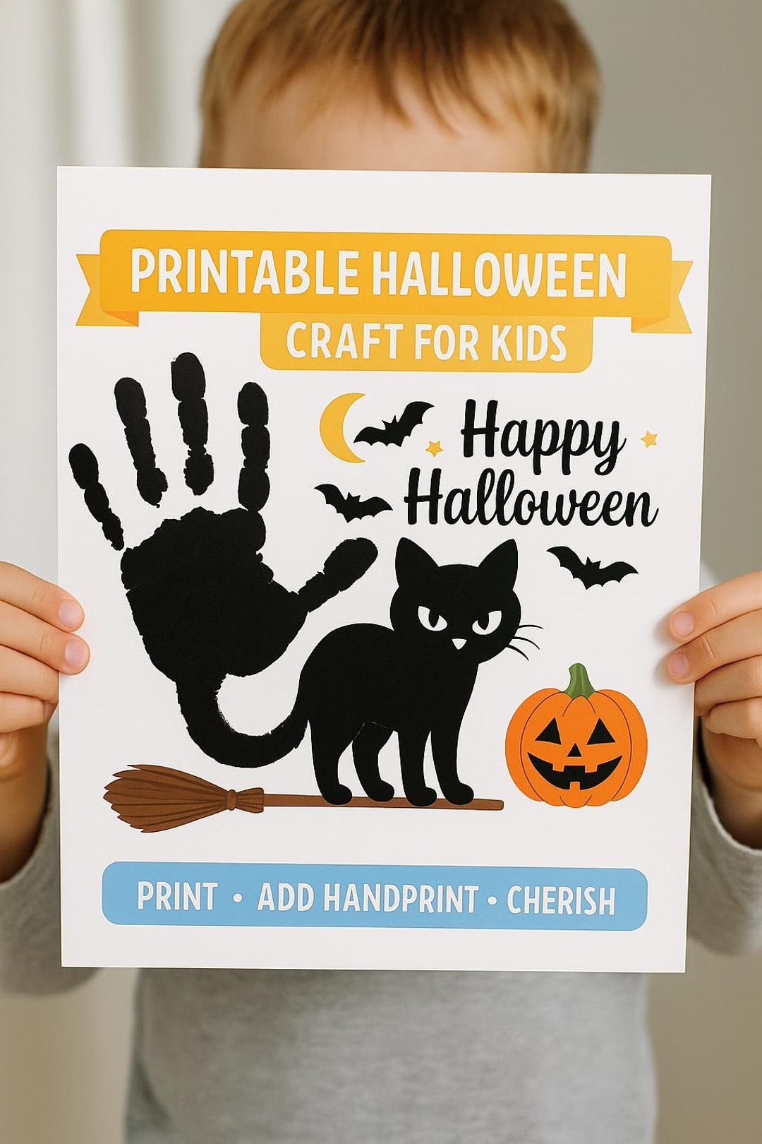 Black Cat Handprint Craft: Easy Halloween Activity (PDF Download - Etsy