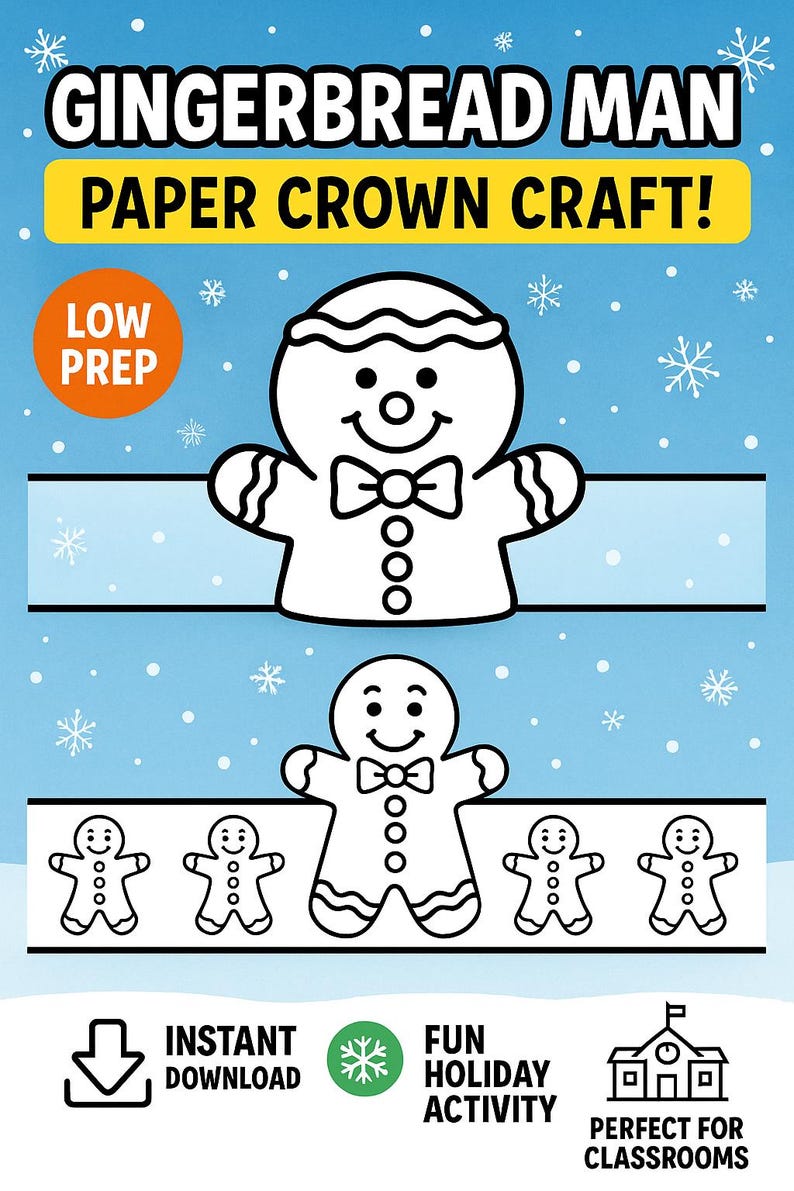 Gingerbread Man Paper Crown Craft | Christmas Headband Activity for ...