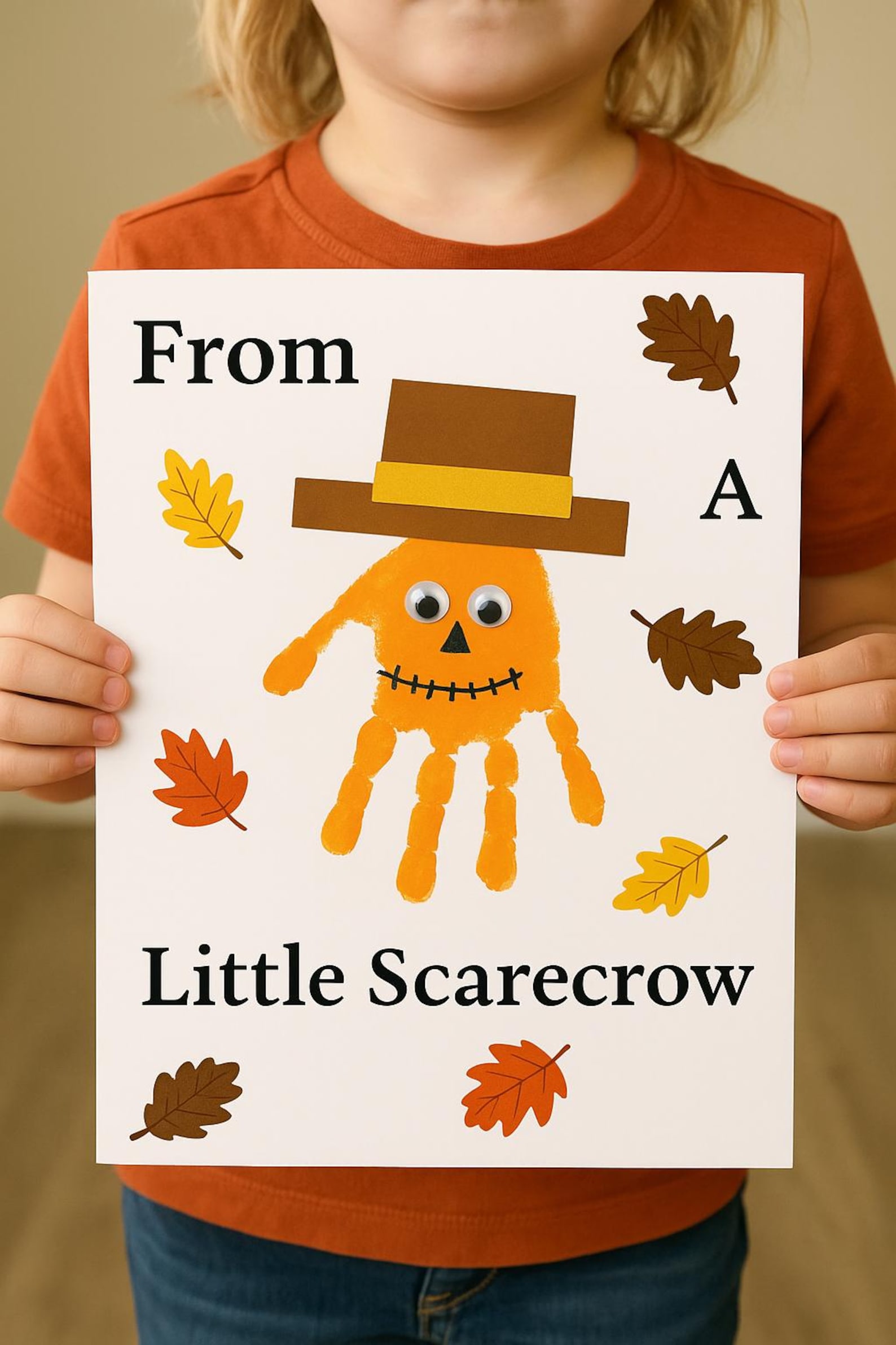 Handprint Scarecrow Craft: Fall Activity for Kids (PDF Download) - Etsy