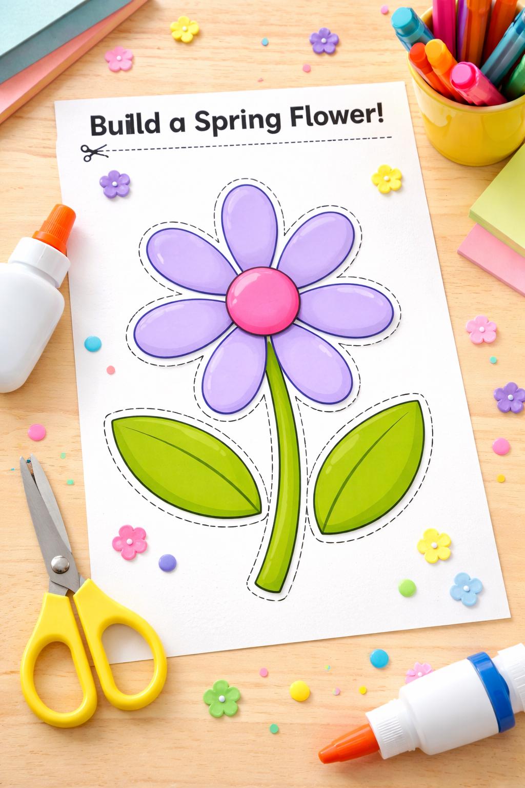 Spring Flower Craft Activity | Preschool Kindergarten Cut and Paste ...