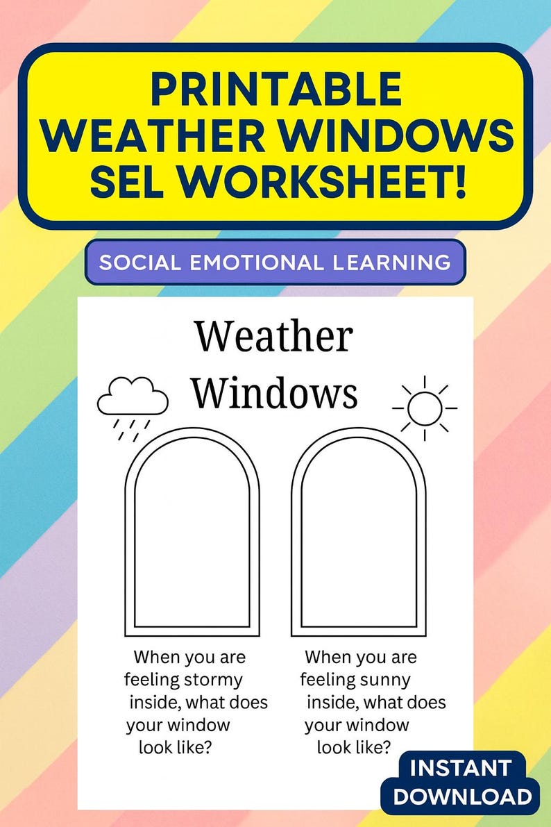 Weather Windows SEL Worksheet – Social Emotional Learning Activity for ...