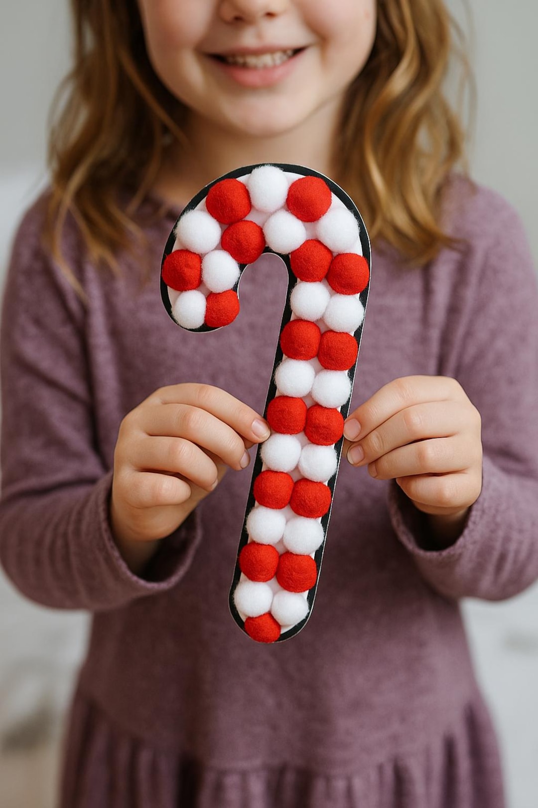 Pom Pom Candy Cane Craft for Kids | Christmas Fine Motor Activity - Etsy