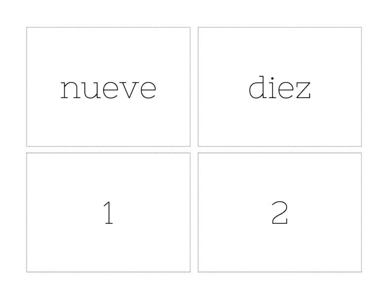 Spanish Numbers Matching Game: Printable Spanish Learning (digital ...