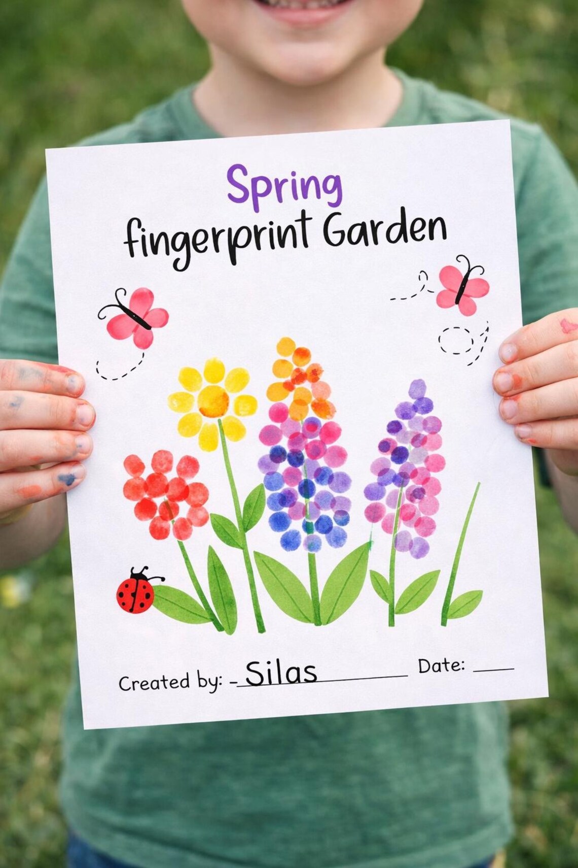 Spring Fingerprint Garden Craft | No Prep Fine Motor Activity for ...