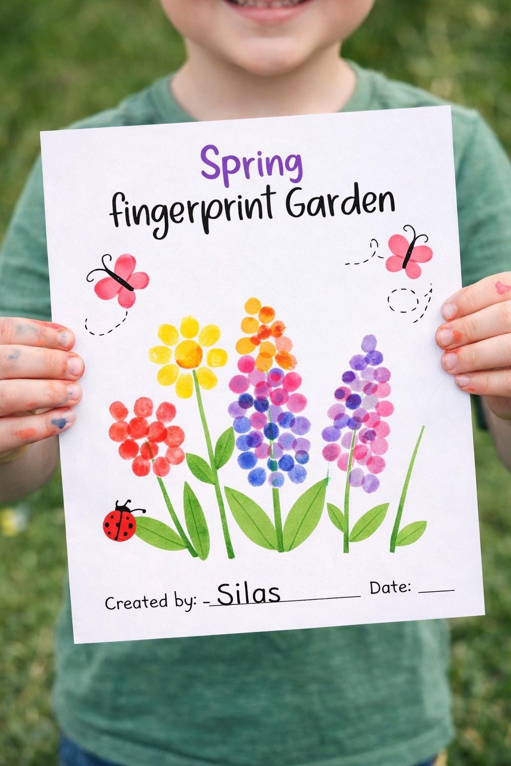 Spring Fingerprint Garden Craft | No Prep Fine Motor Activity for ...