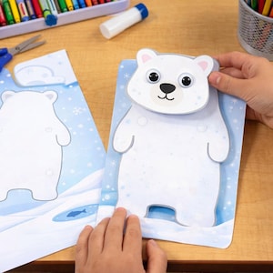 3D Polar Bear Craft – No Prep Winter Arctic Animal Activity for Kids - Etsy