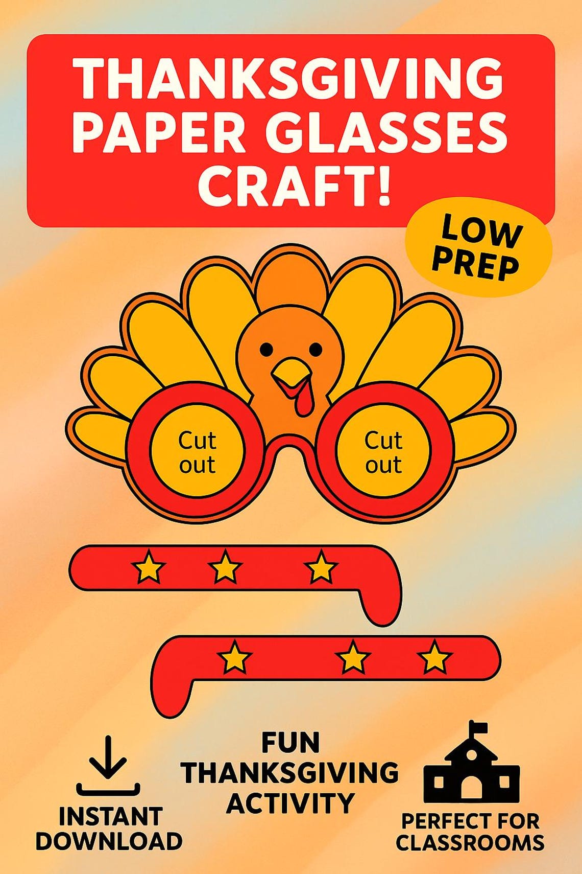 Thanksgiving Turkey Glasses Craft – Fun Classroom Activity Printable - Etsy