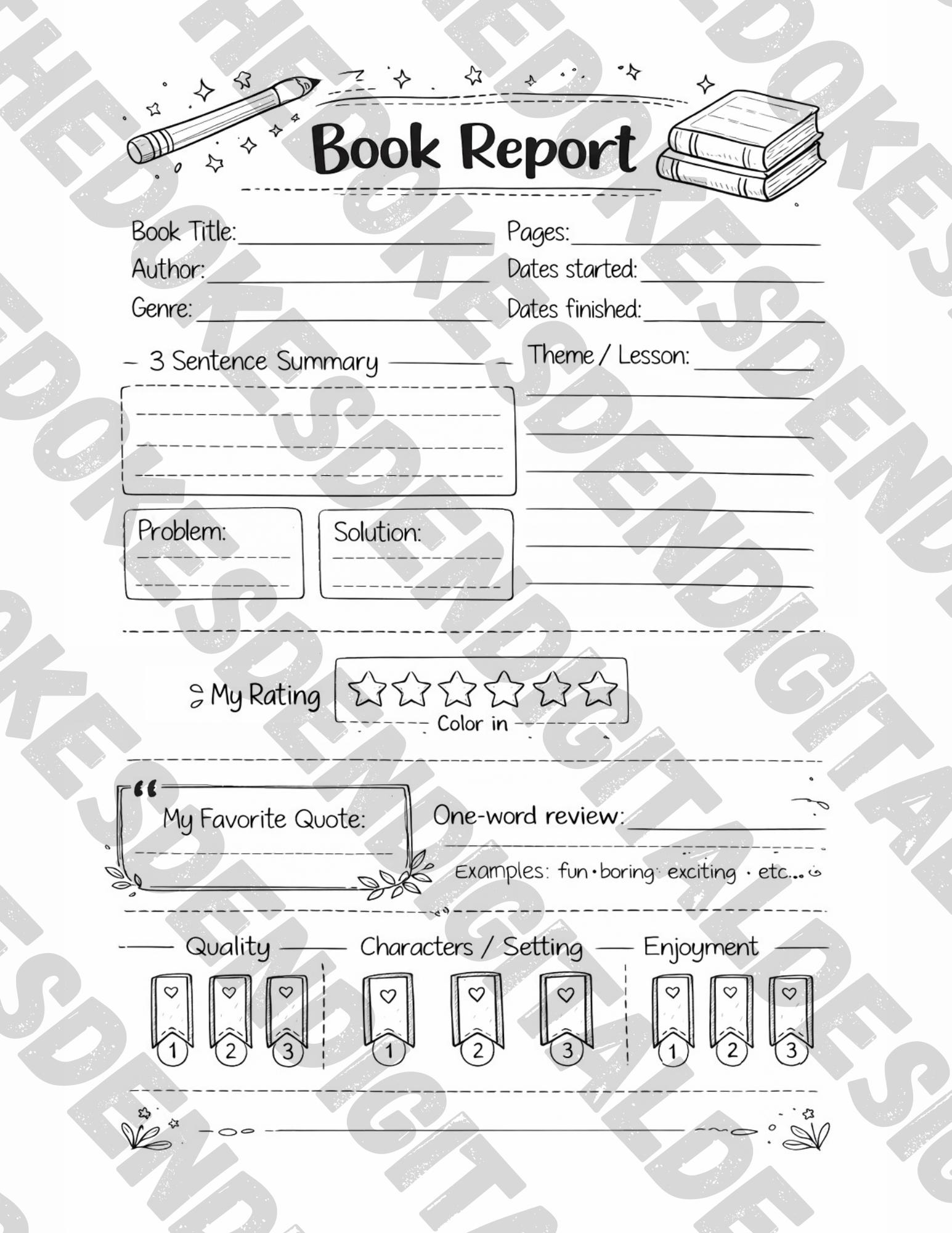 No Prep Book Report Template Printable | Reading Response Worksheet ...