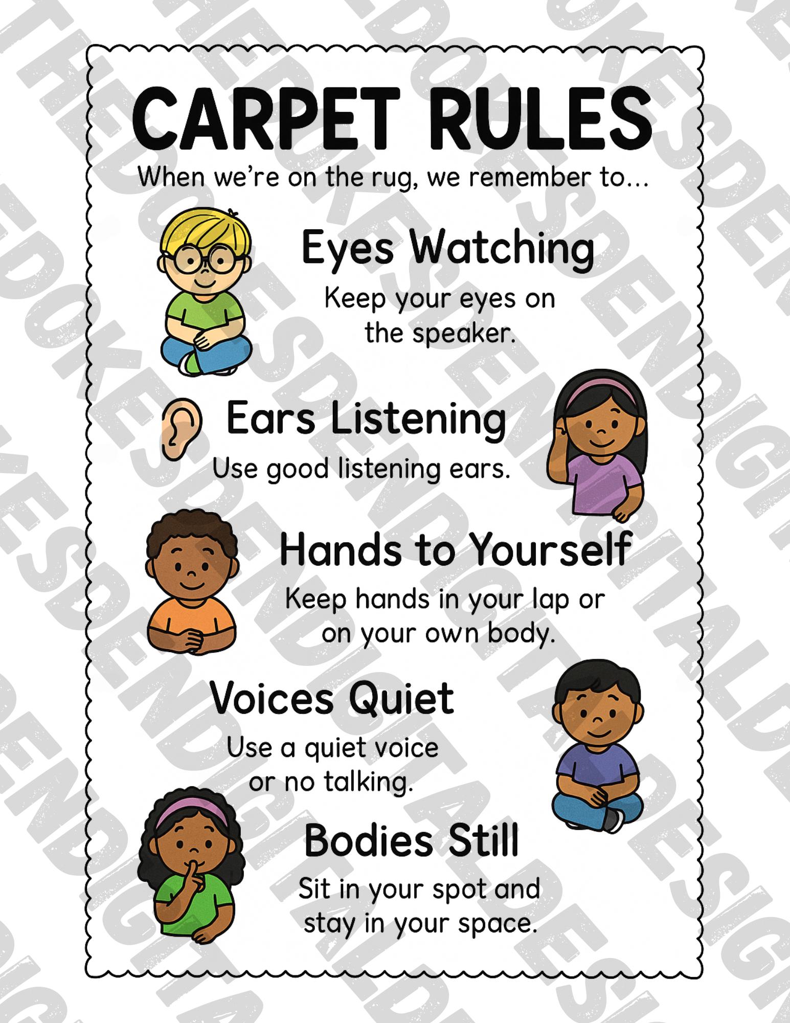 Classroom Rug Rules Poster: Visual Sitting Choices, Teacher Resource ...