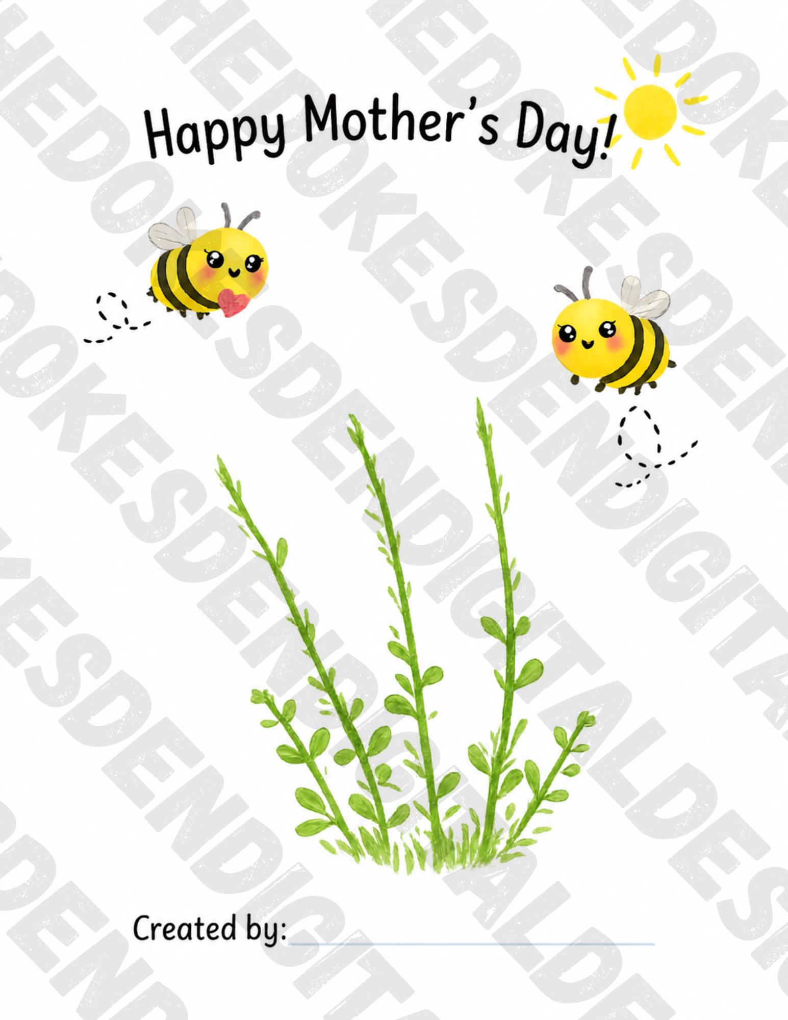 Lavender Bee Fingerprint Art | Spring Kids Activity (PDF Pattern) - Etsy