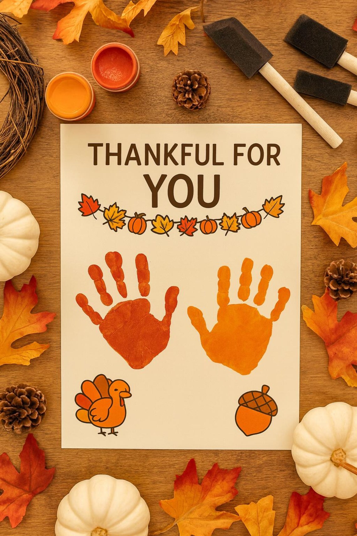 Printable Thankful for You Handprint Craft – Thanksgiving Activity for ...