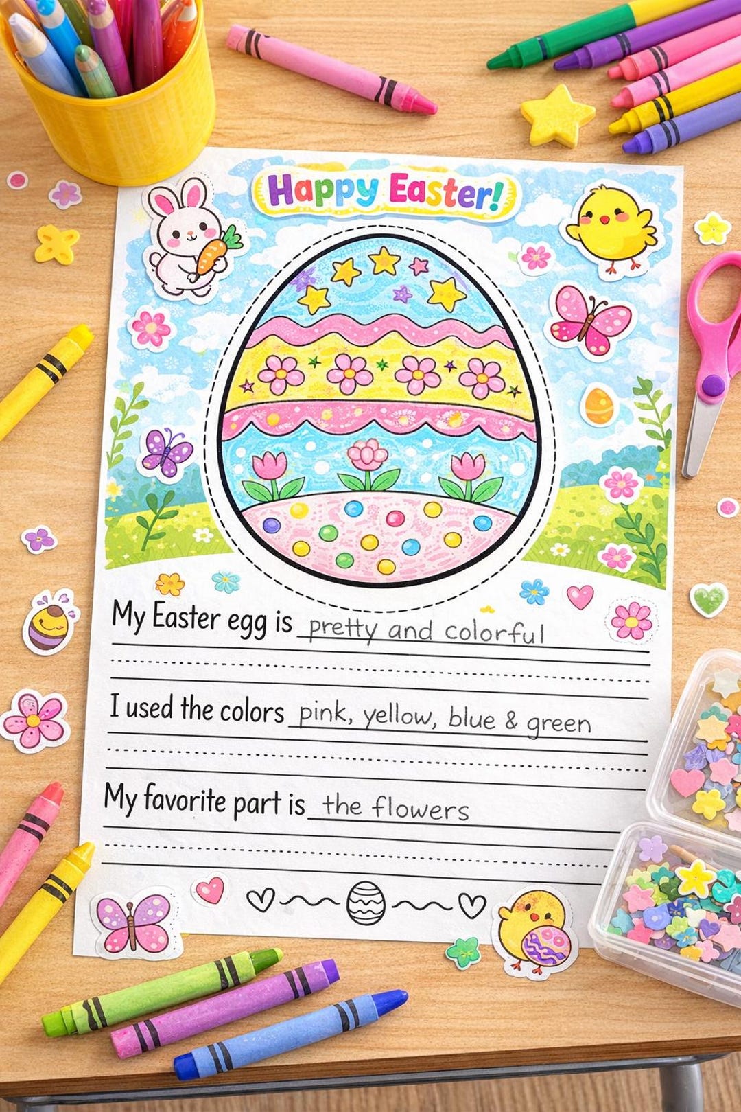 Easter Egg Writing Activity Page | Spring Classroom Coloring Worksheet ...