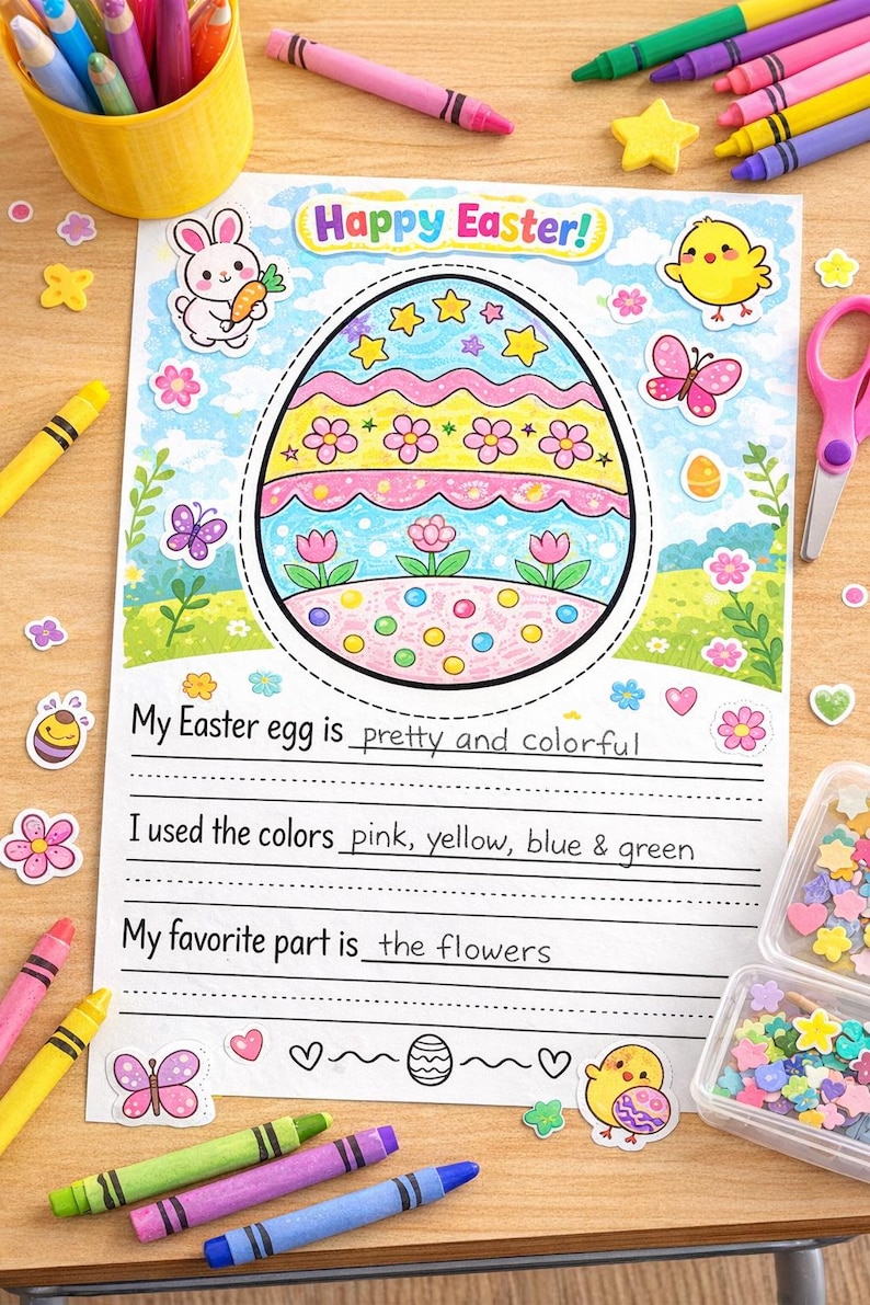 Easter Egg Writing Activity Page | Spring Classroom Coloring Worksheet ...