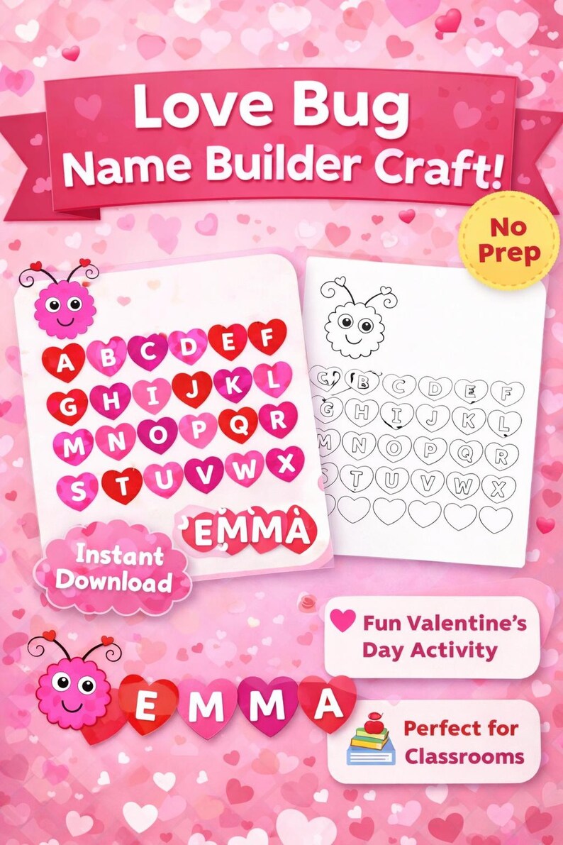 Love Bug Name Builder Craft | Valentine’s Day Name Activity for ...