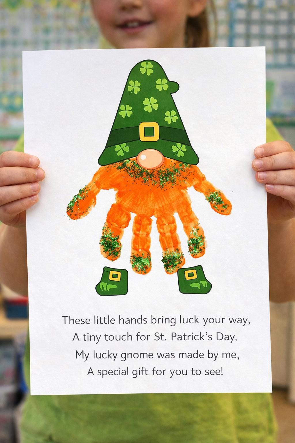 Lucky Gnome Handprint Craft | St. Patrick's Day Keepsake (PDF Pattern ...