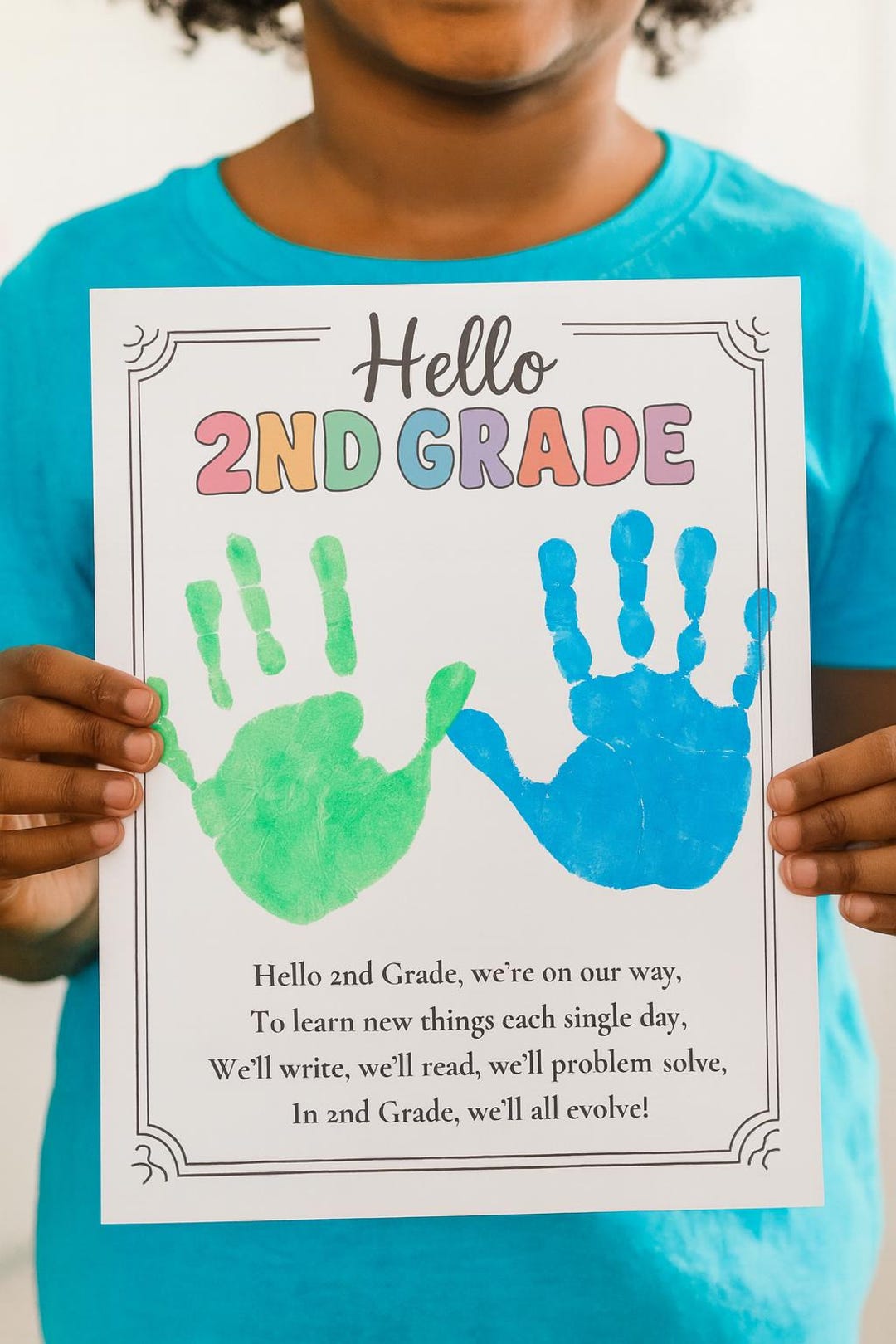 Printable Hello 2nd Grade Handprint Poem – Back to School Keepsake for ...