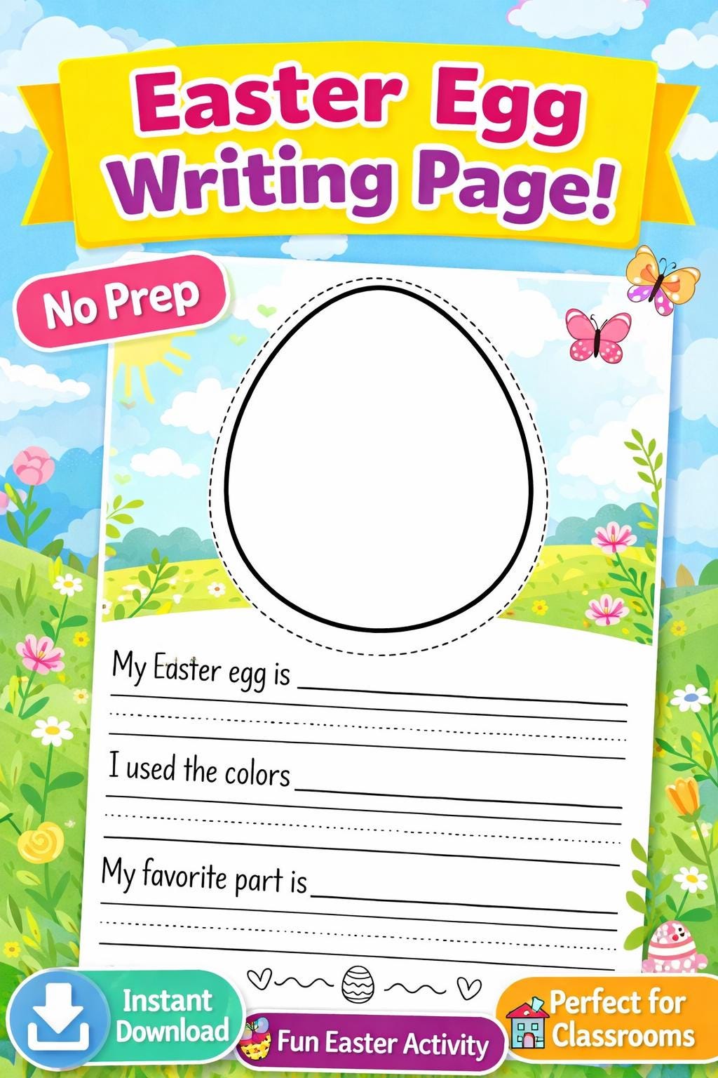Easter Egg Writing Activity Page | Spring Classroom Coloring Worksheet ...