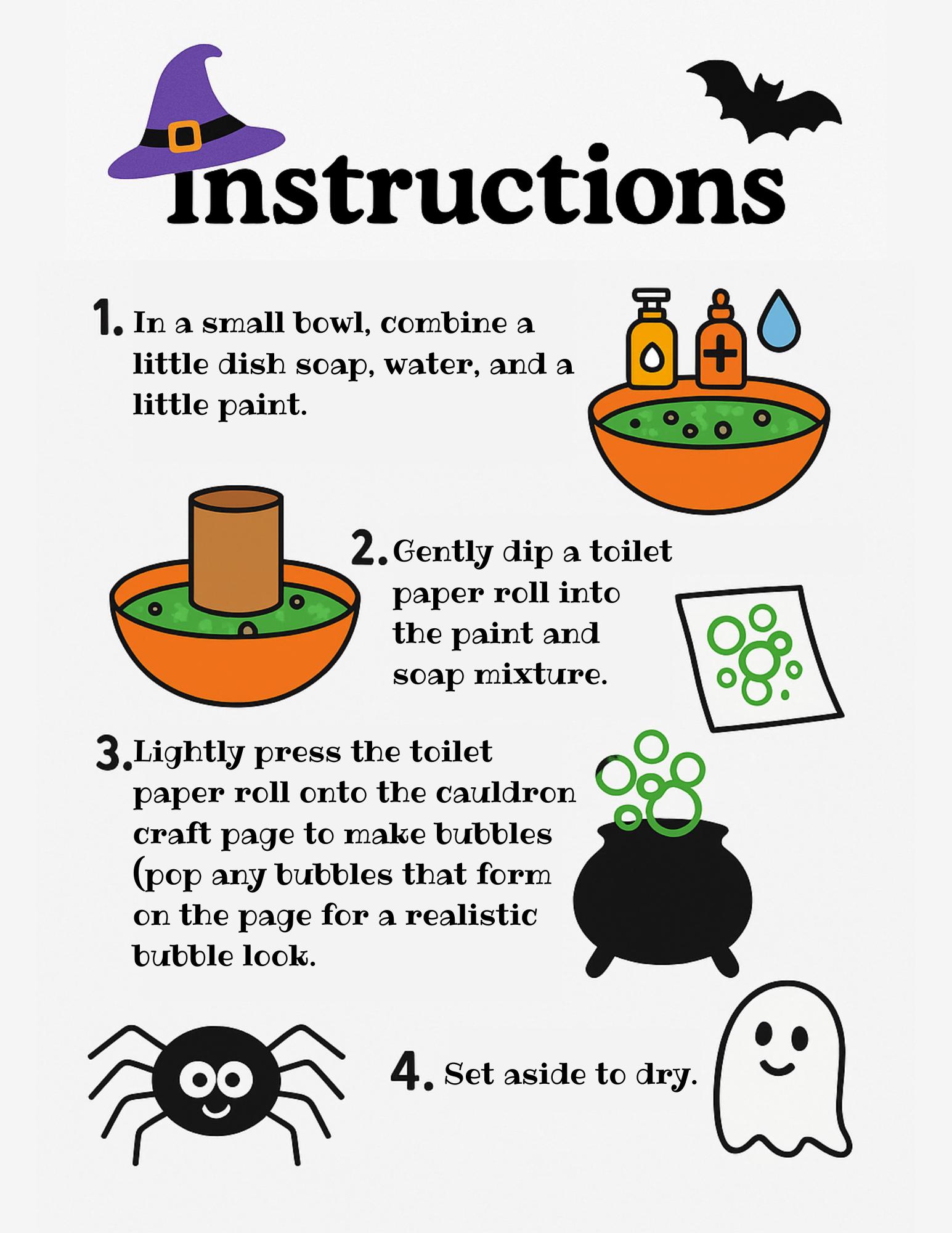 Halloween Bubble Paint Cauldron Craft: Fun Kids Art Activity (printable ...