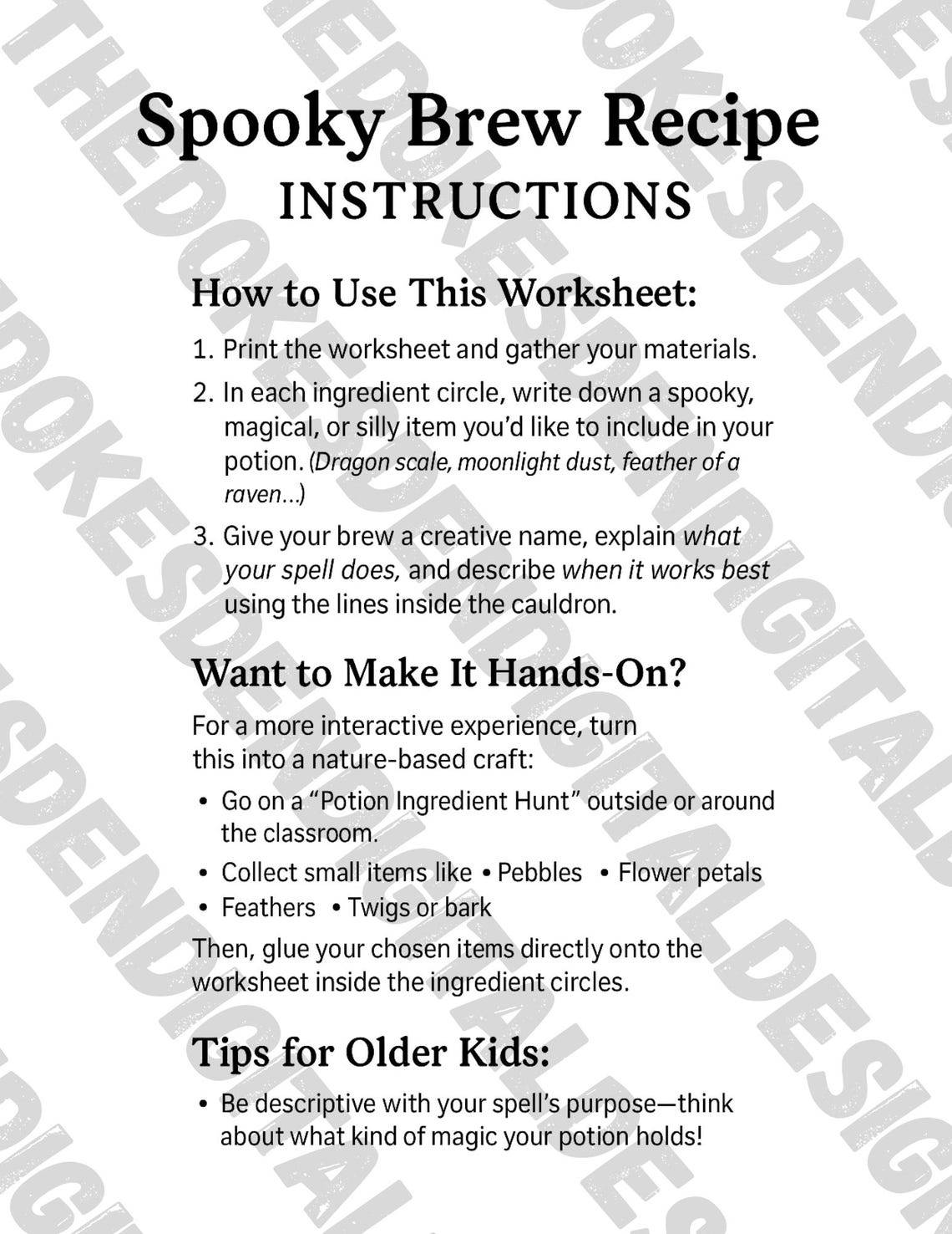 Halloween Potion Recipe Worksheet: Spooky Brew Writing Activity ...