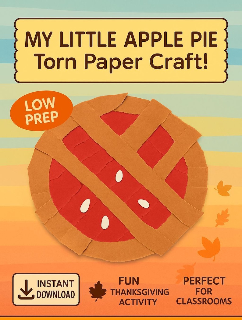 My Little Apple Pie Torn Paper Craft – Fun Fall Activity for Kids - Etsy