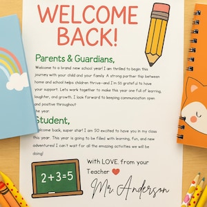 Welcome Back Letter From Teacher to Students & Parents | Student and ...