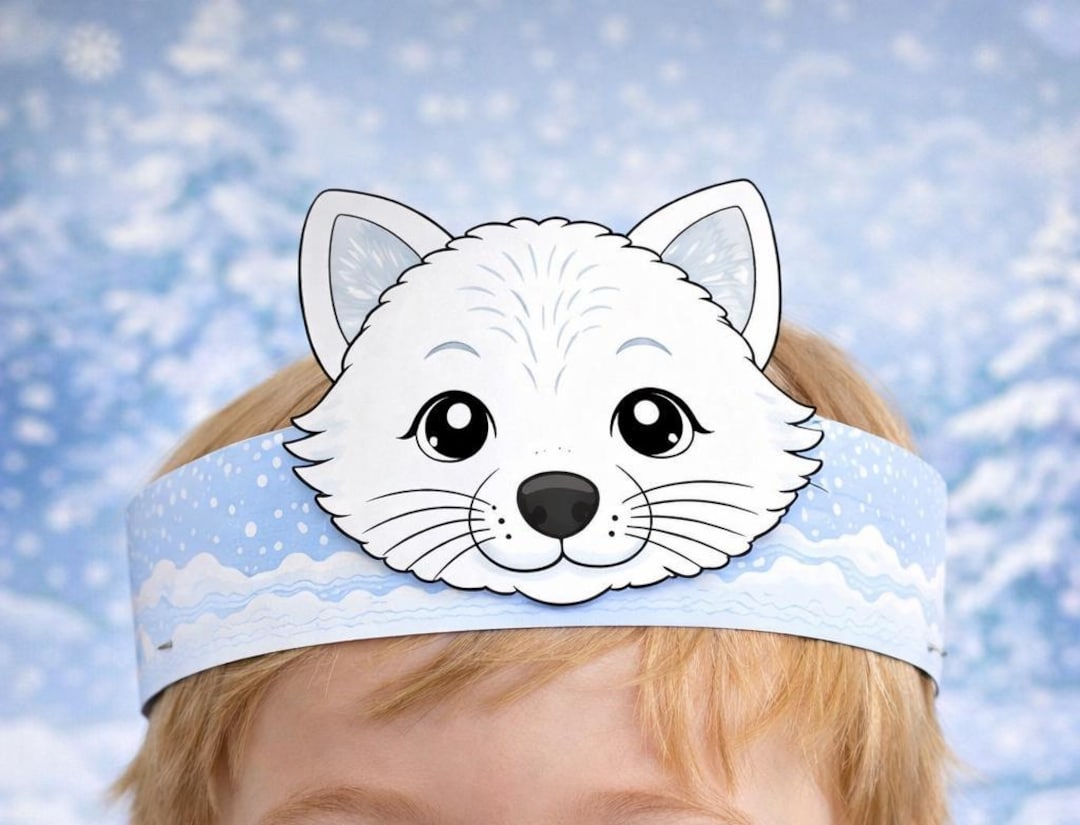 Arctic Fox Paper Crown | Winter Animal Headband Craft (printable PDF ...