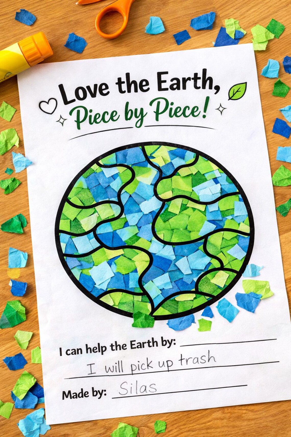 Earth Day Scrap Paper Craft | Mosaic Tear and Glue Activity (digital ...