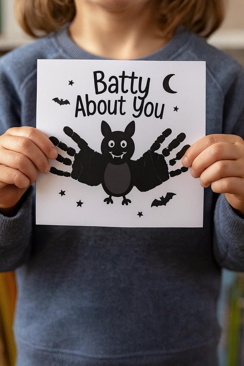 Batty About You Handprint Craft: Halloween Kids Activity (PDF Printable ...