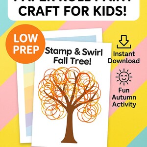 Fall Tree Painting Craft for Kids: Stamp & Swirl Activity (printable ...