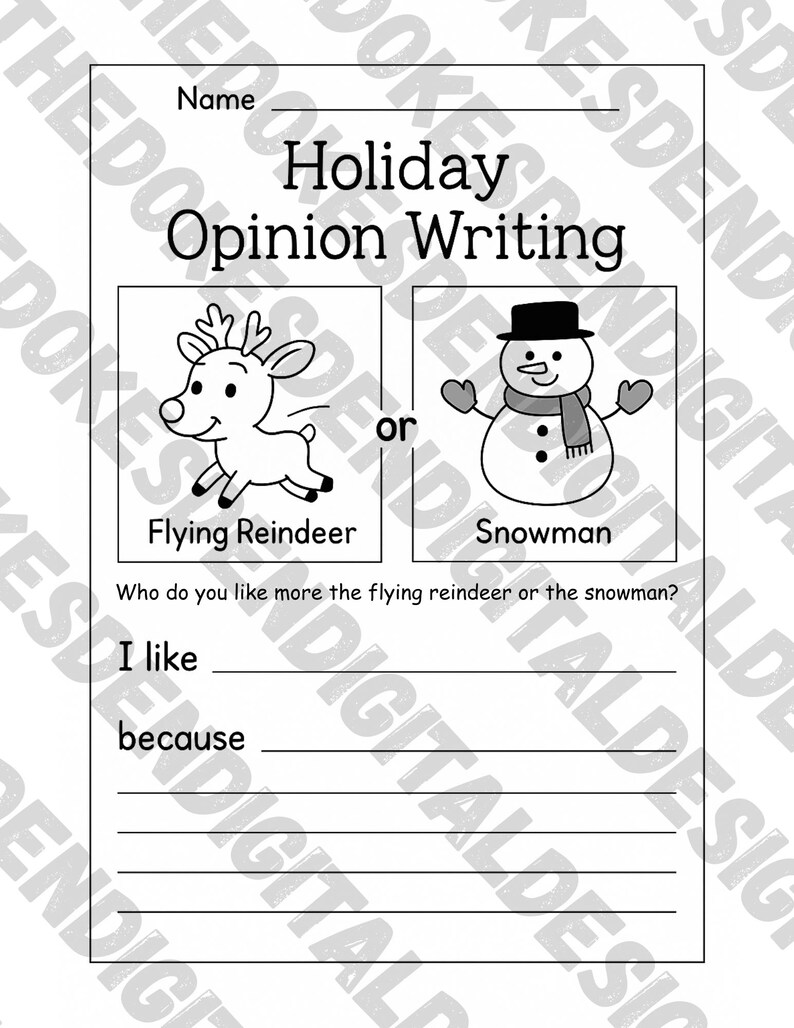 Holiday Opinion Writing Worksheets for Kids | No-prep Literacy Activity ...