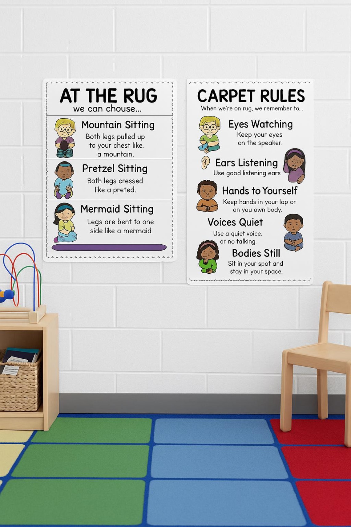 Classroom Rug Rules Poster: Visual Sitting Choices, Teacher Resource ...