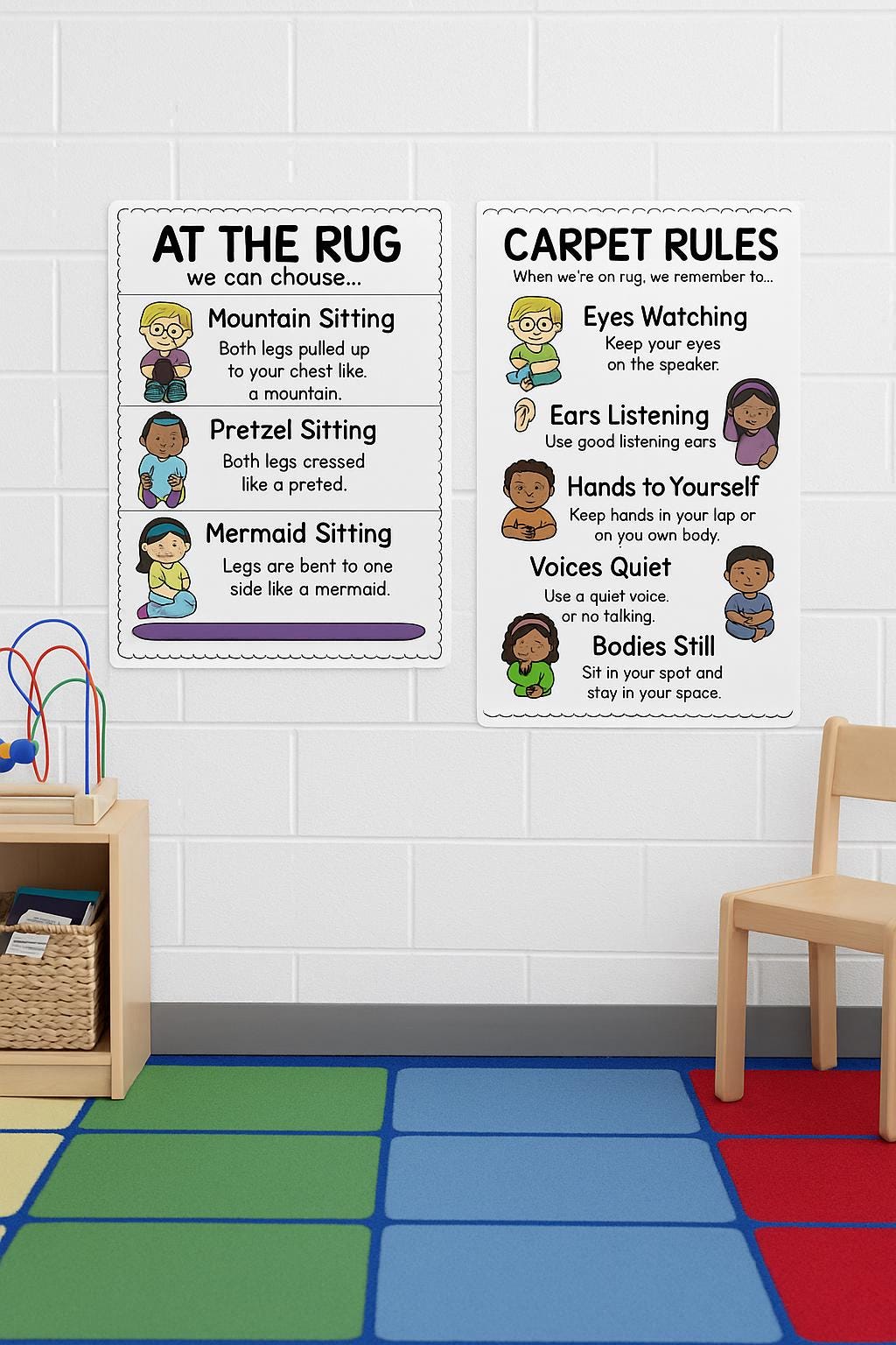 Classroom Rug Rules Poster: Visual Sitting Choices, Teacher Resource ...
