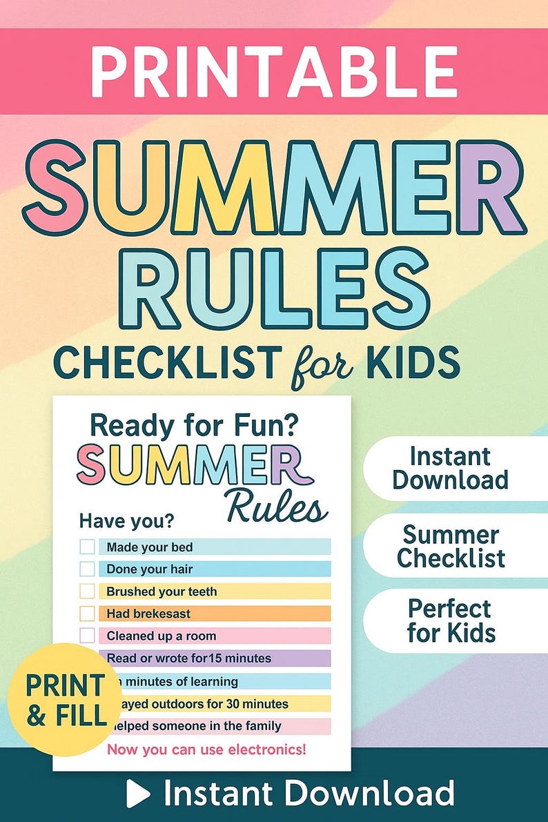 Screen Time Starts Here: Summer Rules Printable | Summer Rules ...