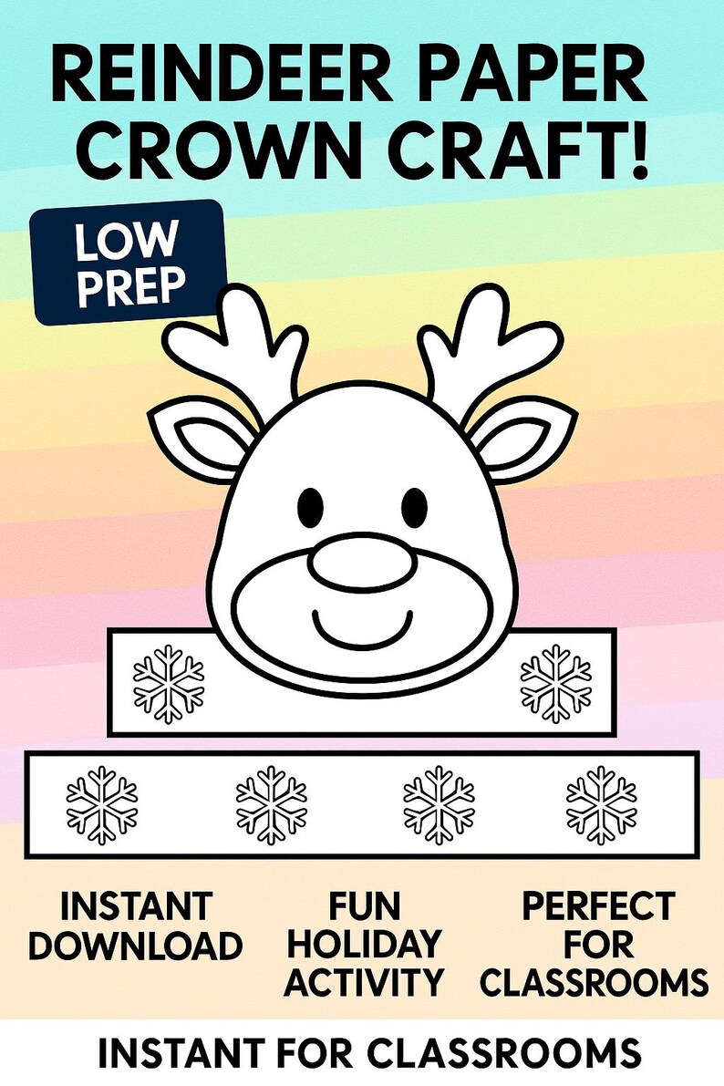 Reindeer Paper Crown Craft | Christmas Headband Printable for Kids ...
