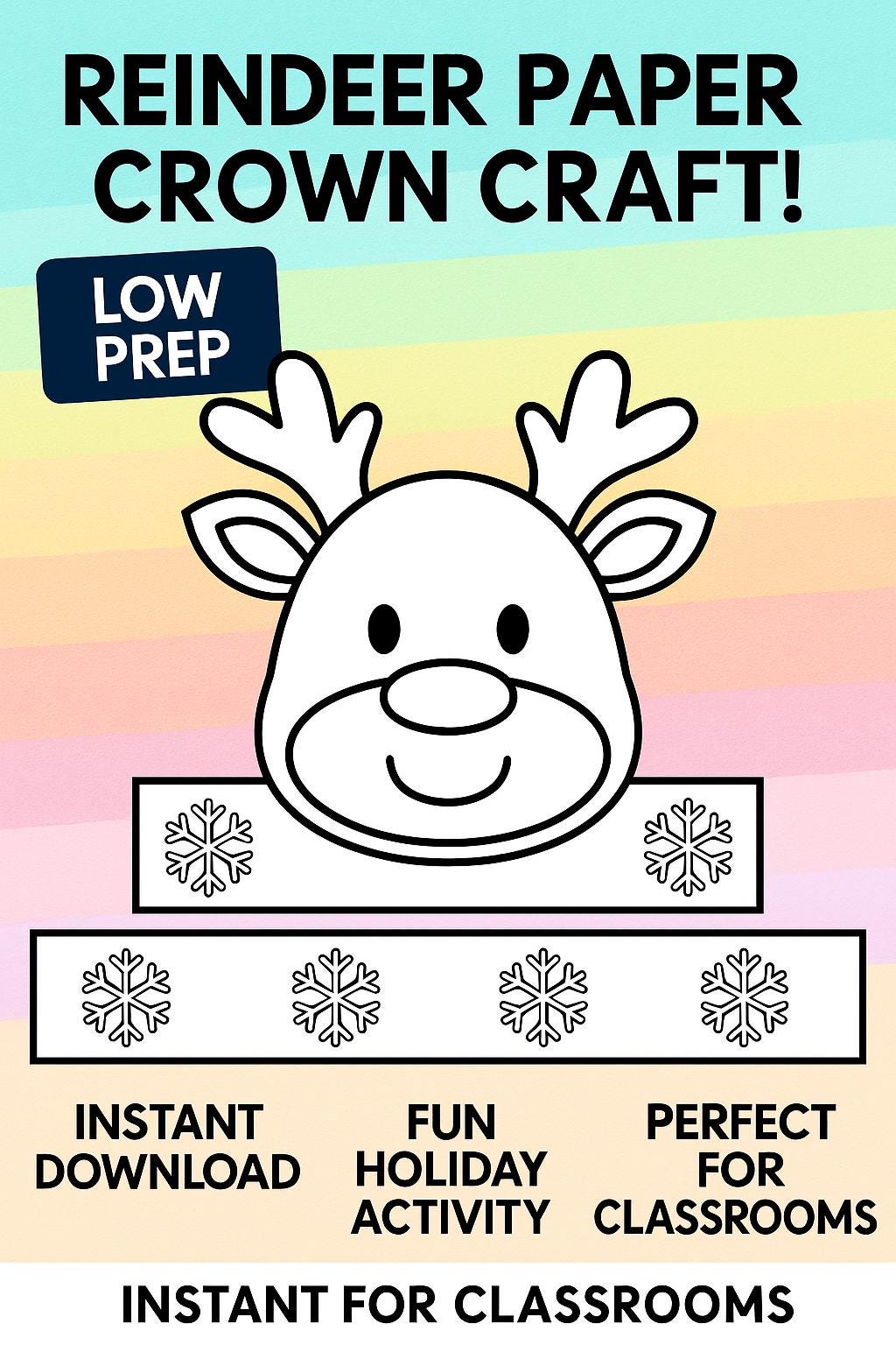 Reindeer Paper Crown Craft | Christmas Headband Printable for Kids ...
