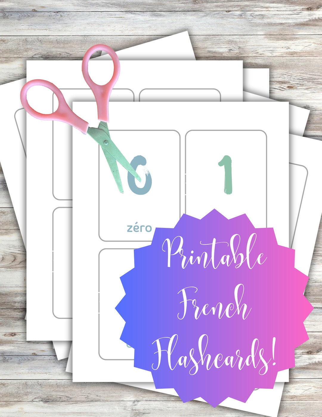 Printable French Number Flashcards (digital Download) - Etsy