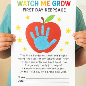 First Day of School Handprint Craft: Watch Me Grow Keepsake (PDF ...