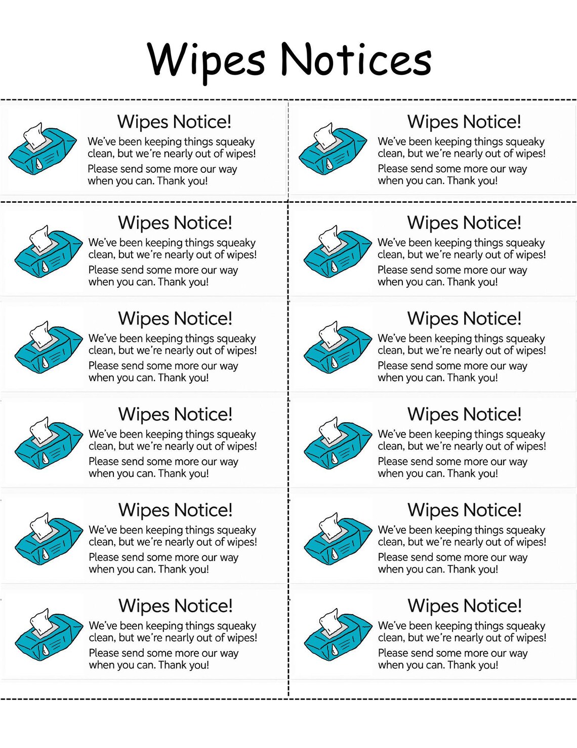 Daycare Supply Request Notices: Printable Reminder Notes (PDF Download ...