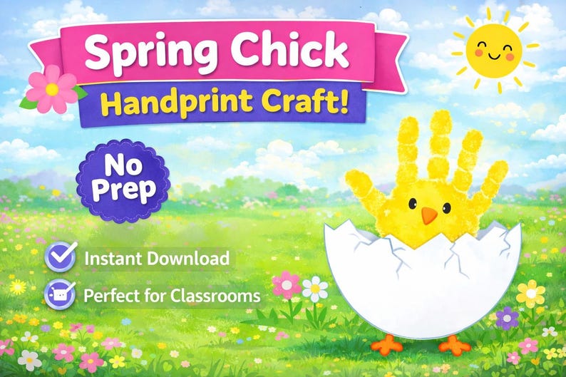 Spring Chick Handprint Art | Easter Craft, Preschool Activity (PDF ...