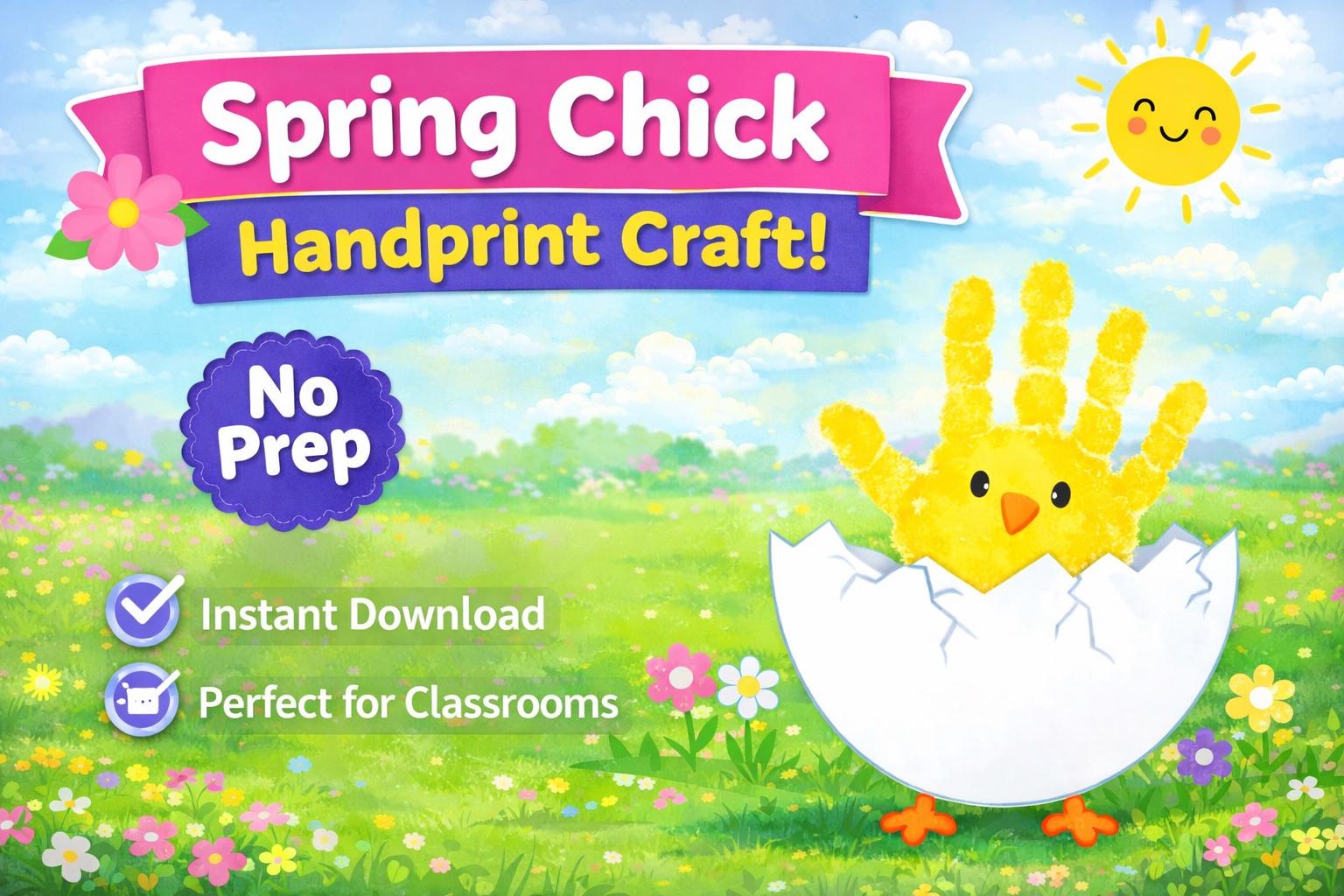Spring Chick Handprint Art | Easter Craft, Preschool Activity (PDF ...