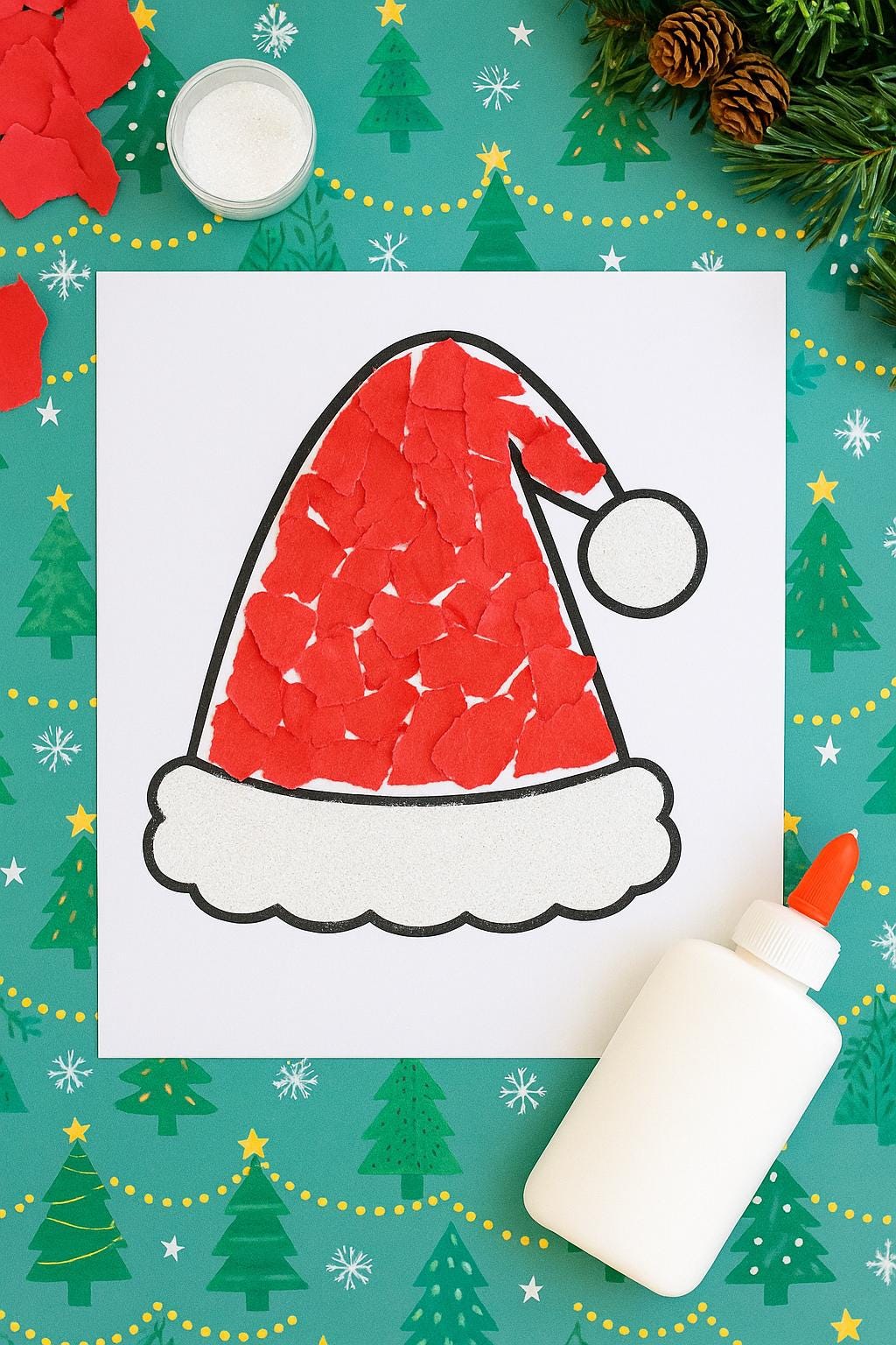 Scrap Paper Santa Hat Craft for Kids | Christmas Fine Motor Activity - Etsy