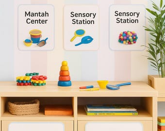 Preschool Center Signs: Polka Dot Classroom Labels (PDF Download) - Etsy