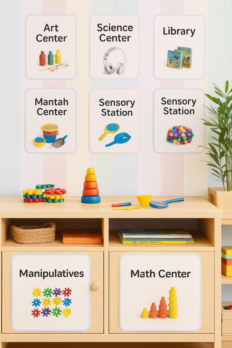 Pastel Preschool Center Signs: Montessori-inspired Classroom Labels ...