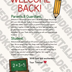 Welcome Back Letter From Teacher to Students & Parents | Student and ...